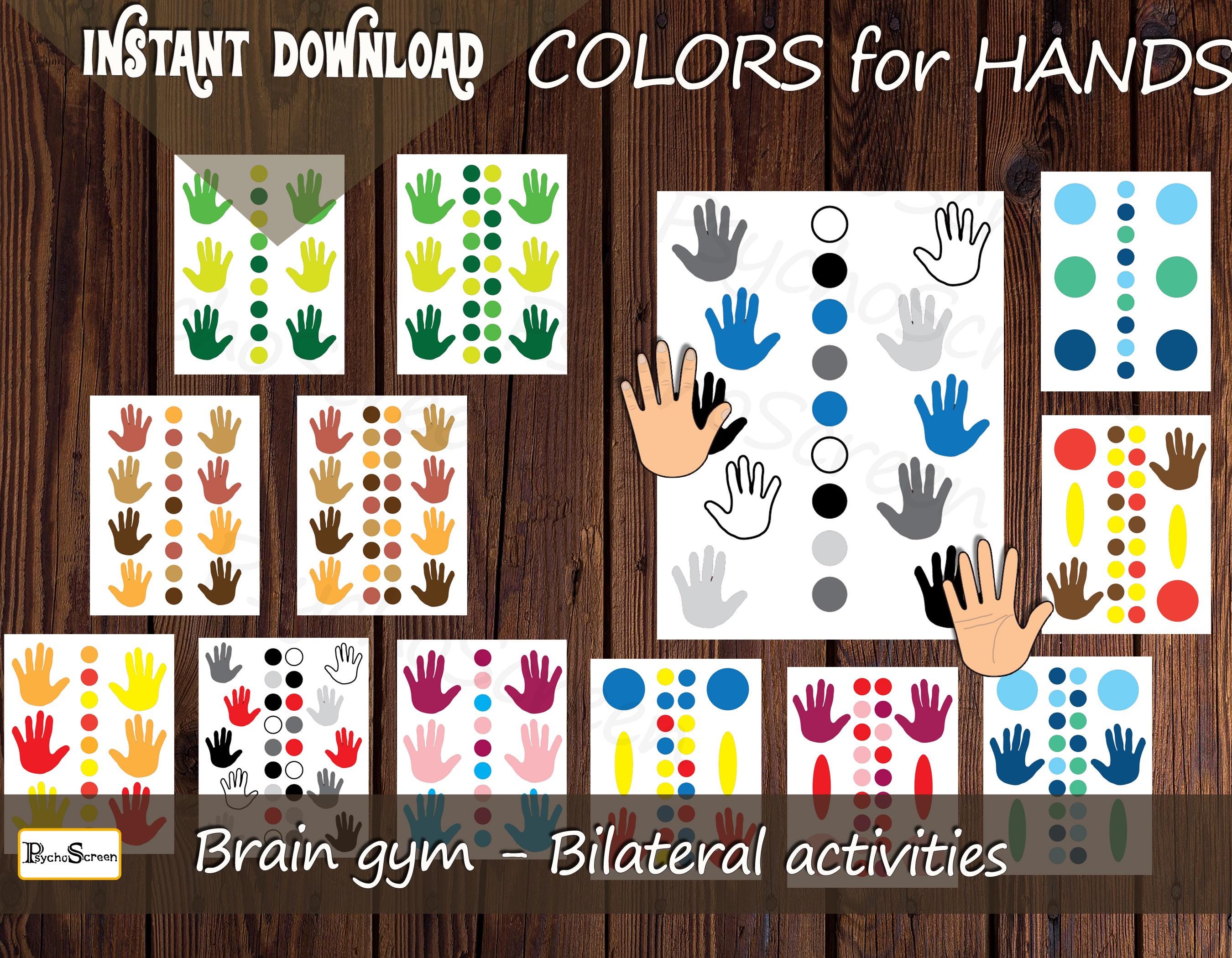 Brain Gym and Forefinger Training Printable for Kids: Colored Dual Hand ...