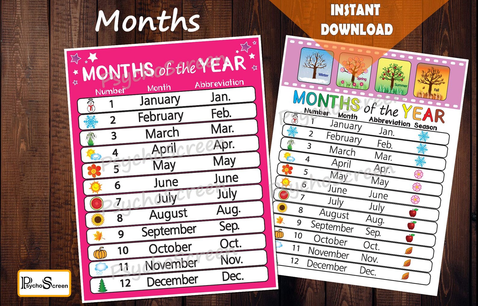 PINK Months of the Year Poster and Worksheet Perpetual Kids - Etsy