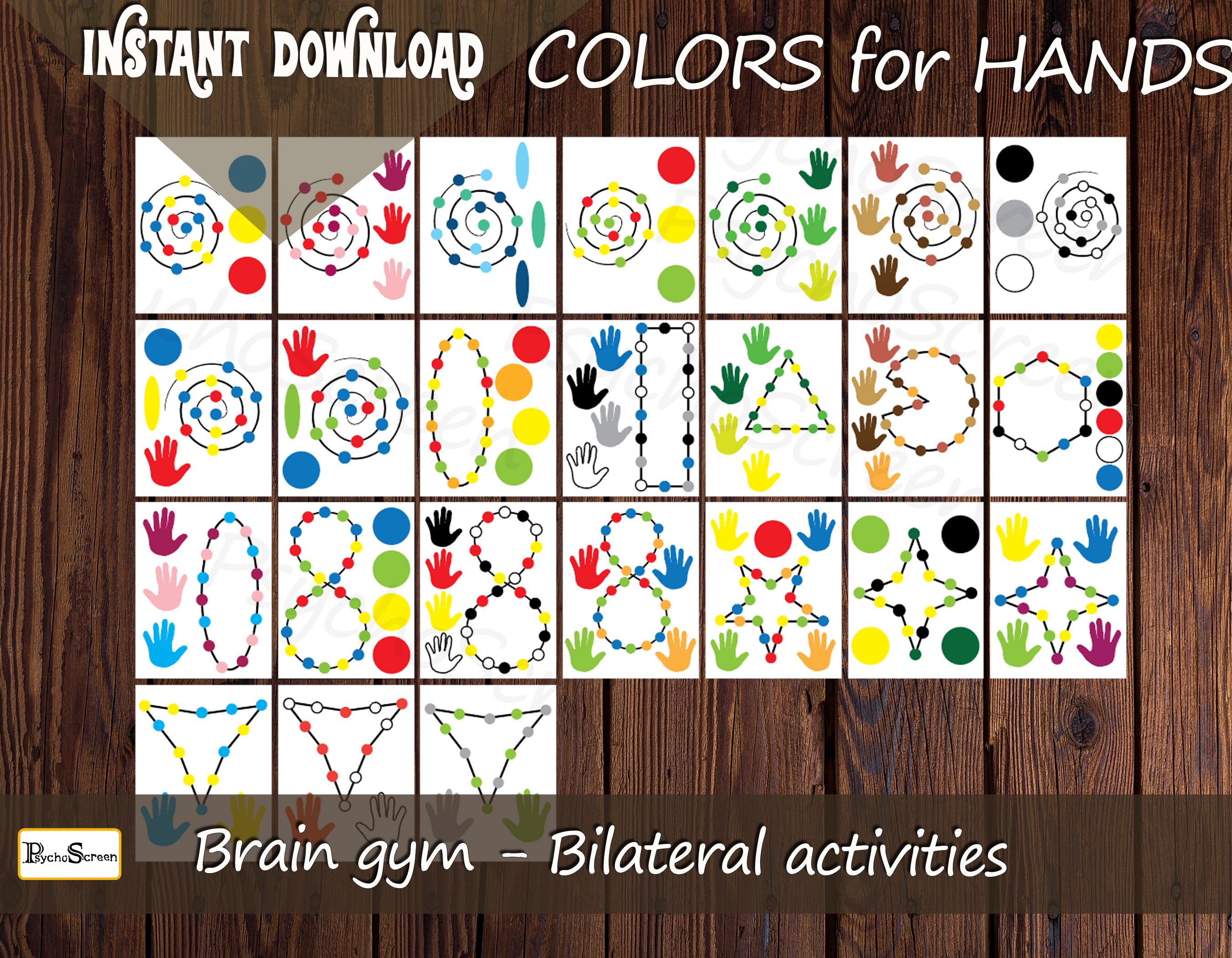 Brain Gym and Forefinger Training Printable for Kids: Colored Dual Hand ...