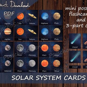 SOLAR SYSTEM CARDS: Planets Cards - 3-part Cards, Flashcards, Mini ...