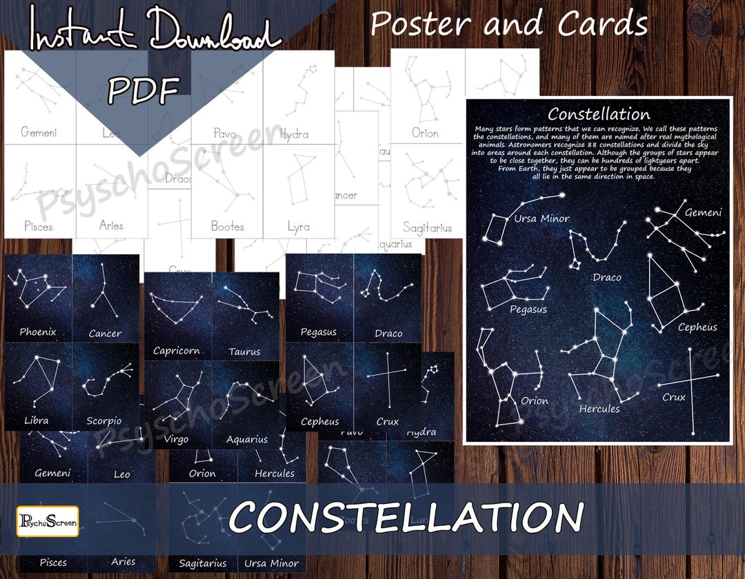 CONSTELLATIONS Flashcards, Poster, Cards, and Worksheets - Etsy