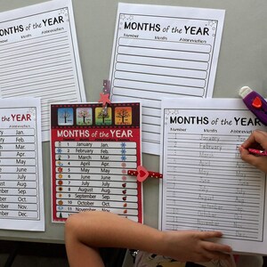 PINK Months of the Year Poster and Worksheet Perpetual Kids Calendar ...