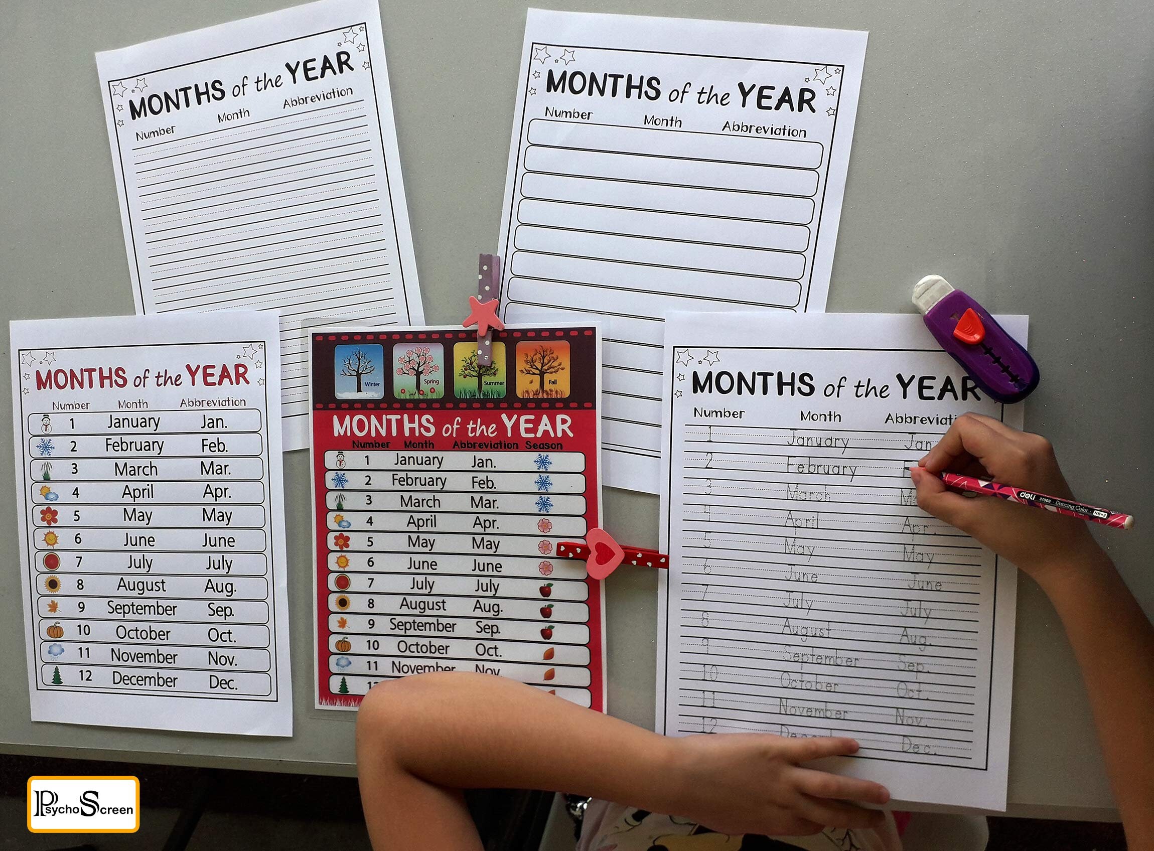 PINK Months of the Year poster and worksheet Perpetual kids | Etsy