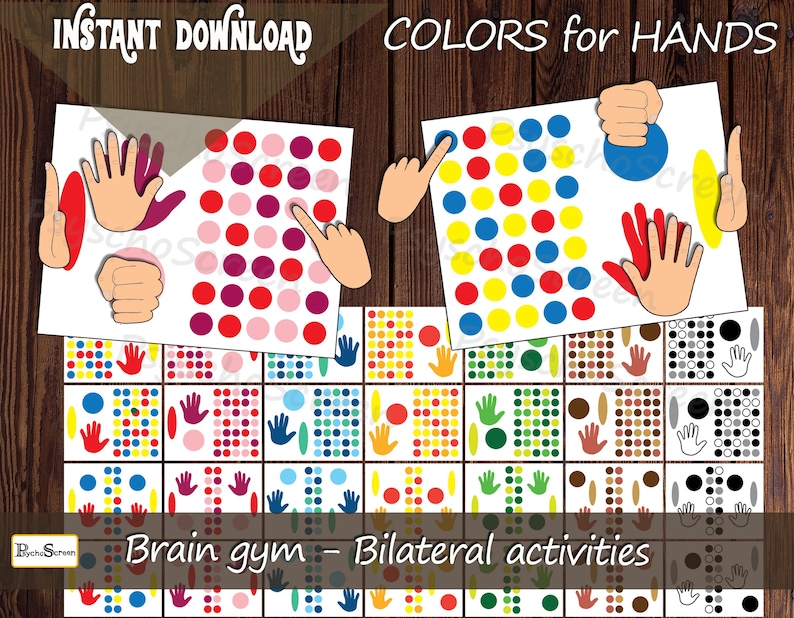 Brain and Finger Gym Printable for Kids: Colored Dual Hand Coordination ...