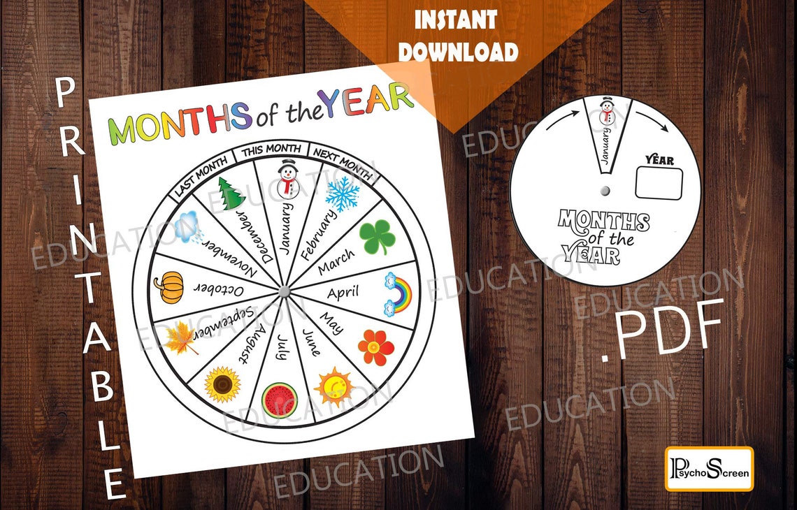 MONTHS of the Year Preschool Activity Printable Wheel - Etsy