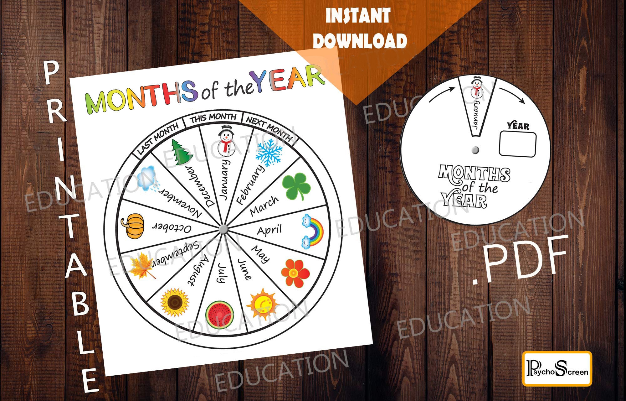 MONTHS of the Year Preschool Activity Printable Wheel | Etsy Canada