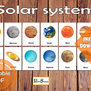 7 SPACE SETS: Solar System Printable Pack Posters, 3-part Cards ...