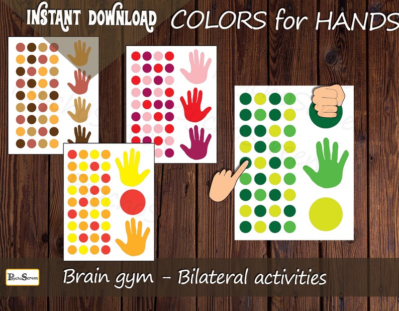 Brain Gym and Forefinger Training Printable for Kids: Colored Dual Hand ...