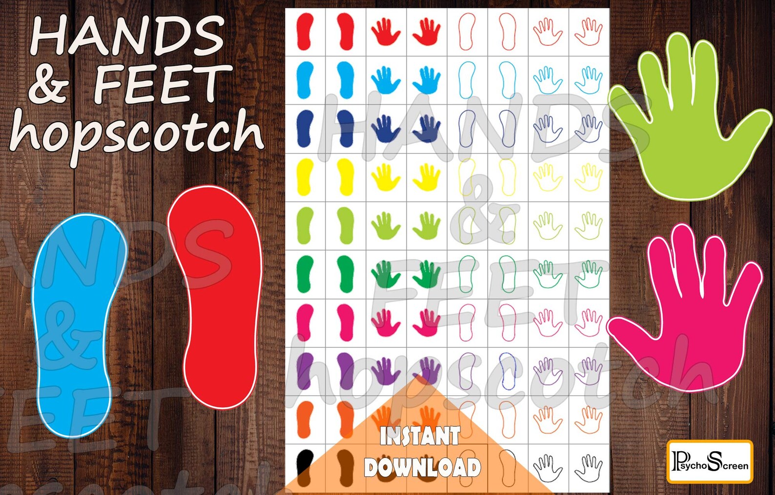 Sensory Path Hopscotch: Colorful Hands & Feet Game (digital Download ...