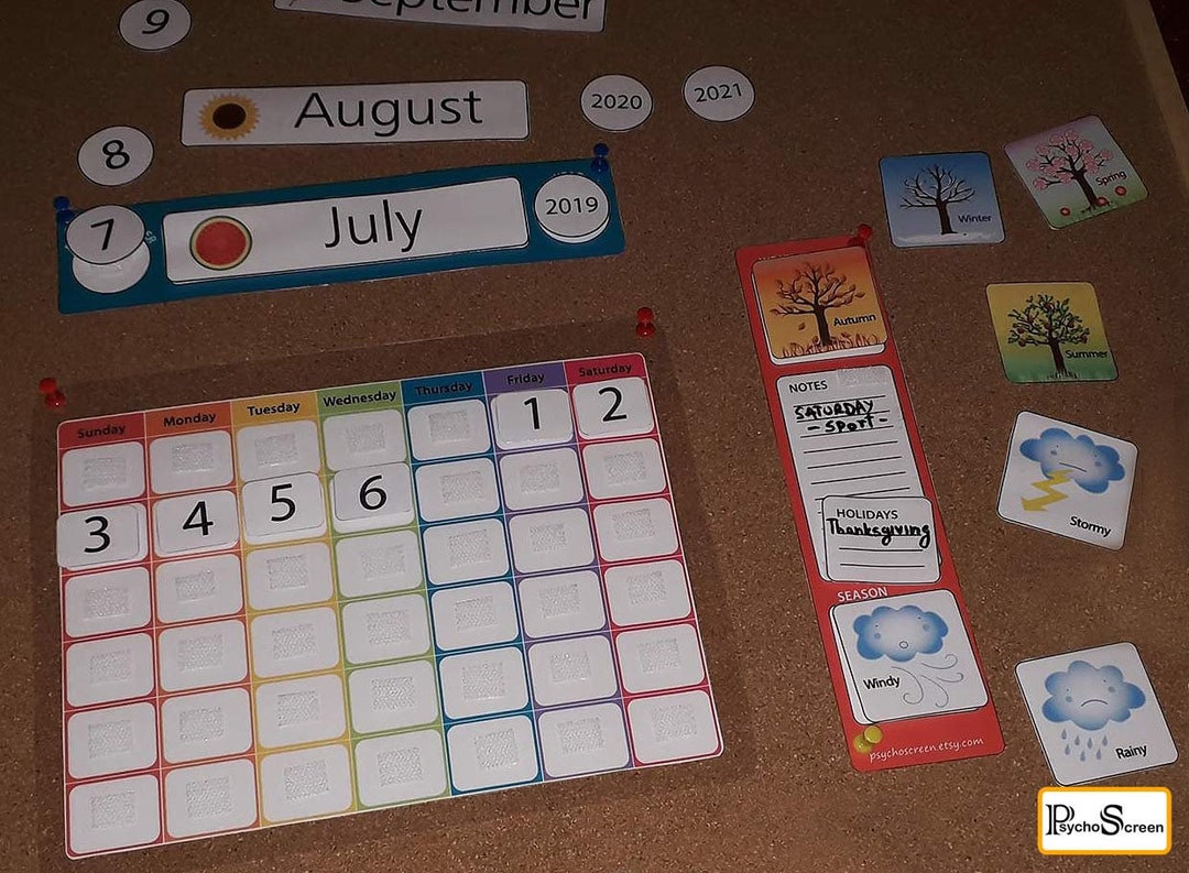 Smart Board KIDS CALENDAR Month Number, Months, Year, Weather, Notes ...