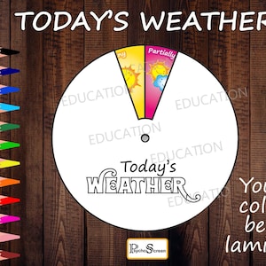 WEATHER WHEEL Chart and Cards Weather Circle Game Today's Weather ...