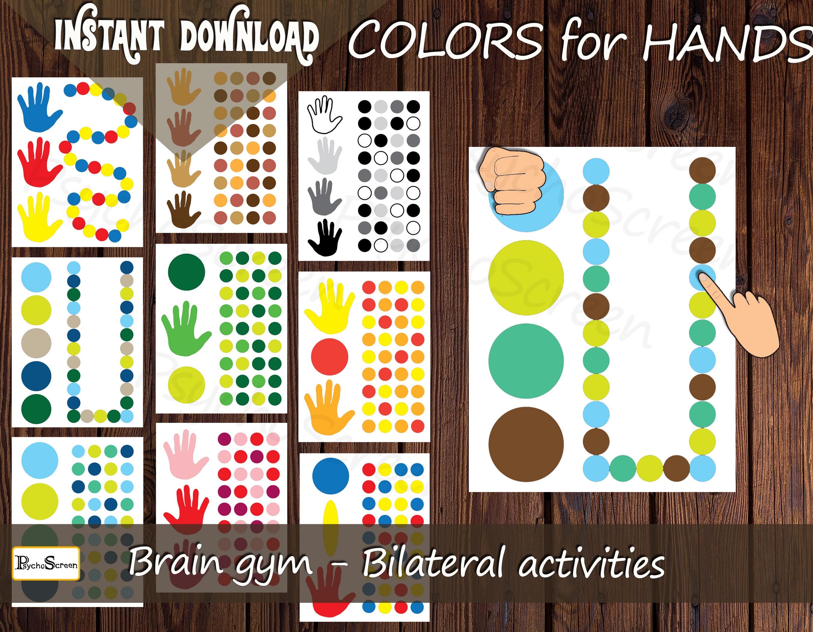 Brain Gym and Forefinger Training Printable for Kids: Colored Dual Hand ...