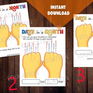 Knuckles as Calendar: DAYS of the MONTH, Preschool and School Activity ...