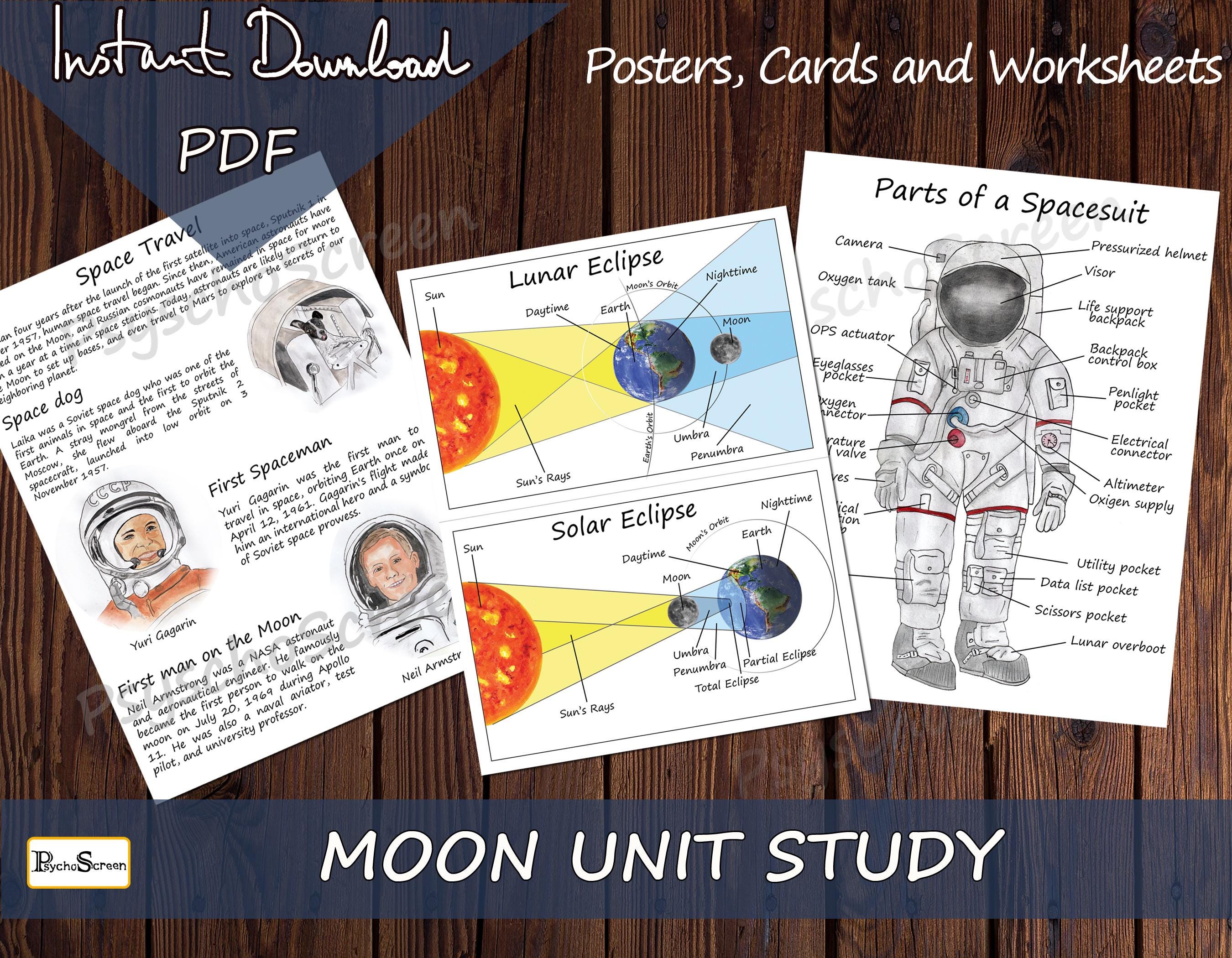 Moon Unit Study: Homeschool Science, Lunar Cycle Activities (PDF ...