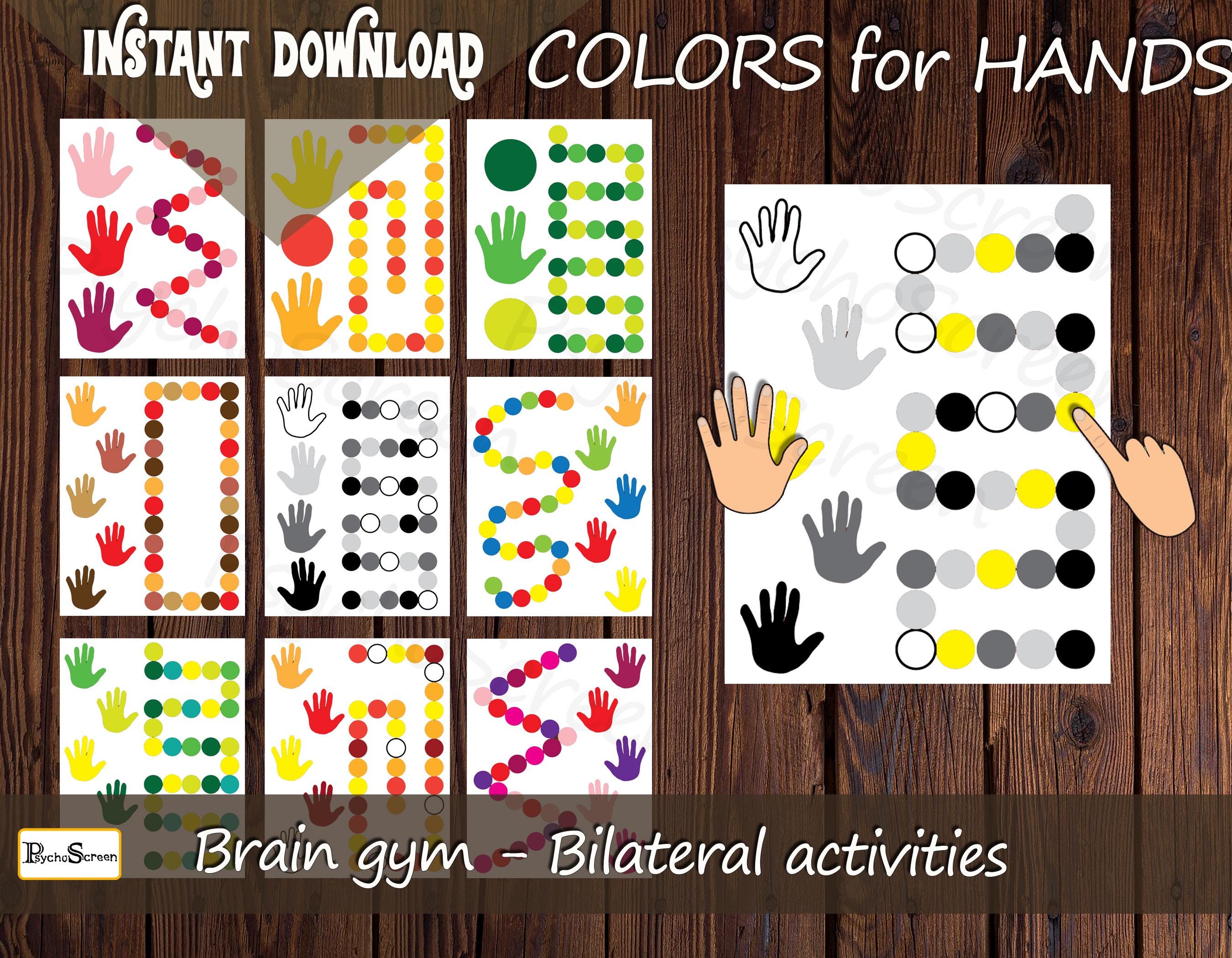 Brain Gym and Forefinger Training Printable for Kids: Colored Dual Hand ...