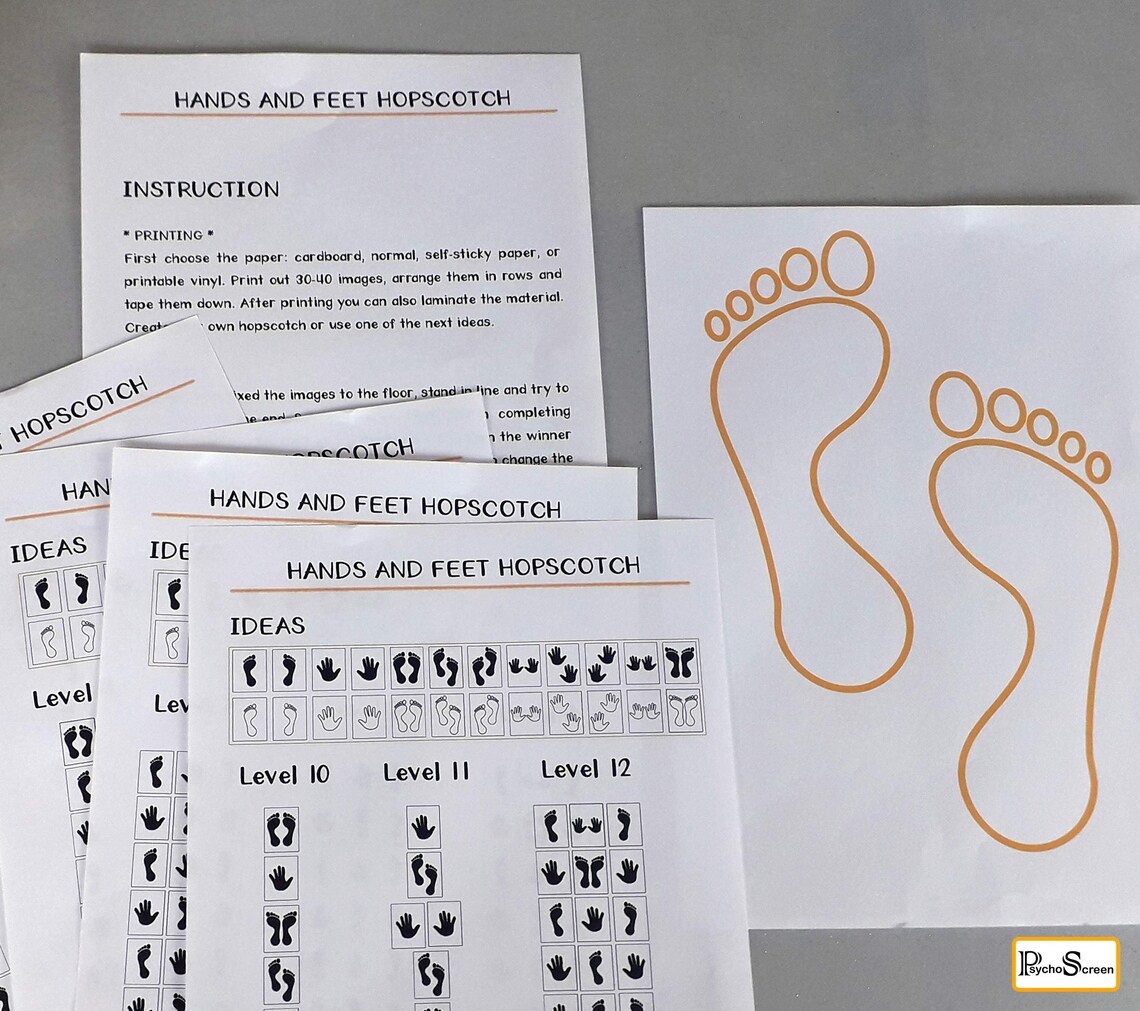 Hands and Feet Hopscotch: Printable Sensory Path Game (PDF) - Etsy