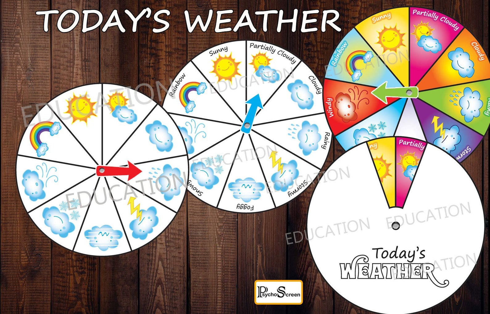 WEATHER WHEEL Chart and Cards Weather Circle Game - Etsy