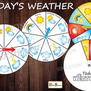 WEATHER WHEEL Chart and Cards Weather Circle Game Today's Weather ...
