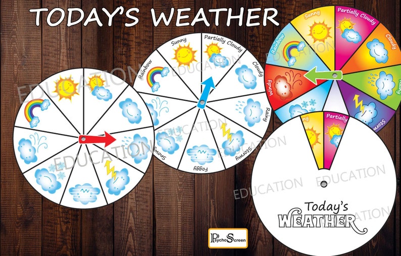 WEATHER WHEEL Chart and Cards Weather Circle Game - Etsy