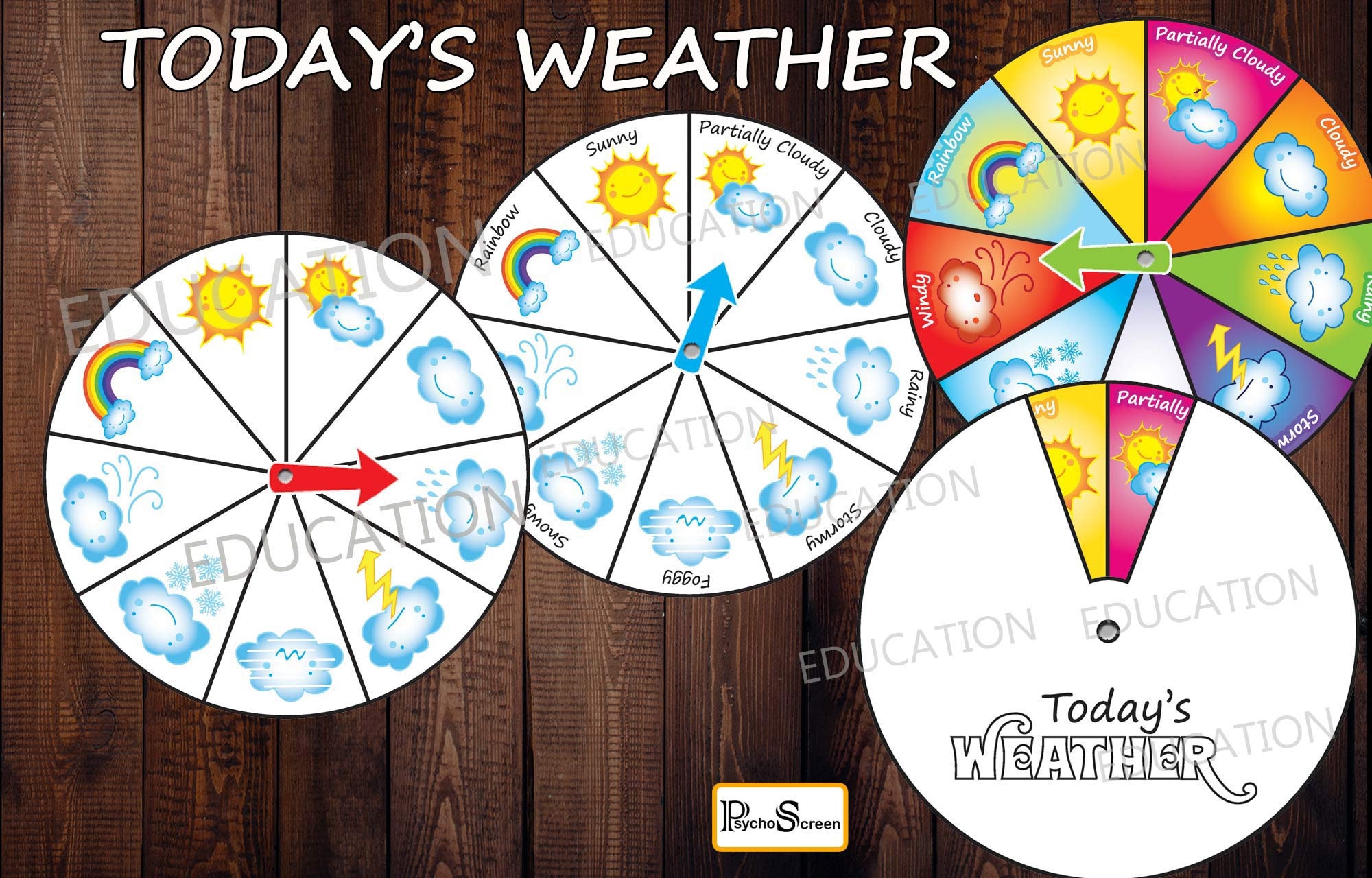 WEATHER WHEEL Chart and Cards Weather Circle Game - Etsy