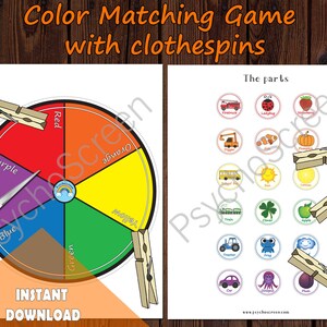 COLOR MATCHING WHEEL: Learning the Colors and Fine Motor Skills With ...