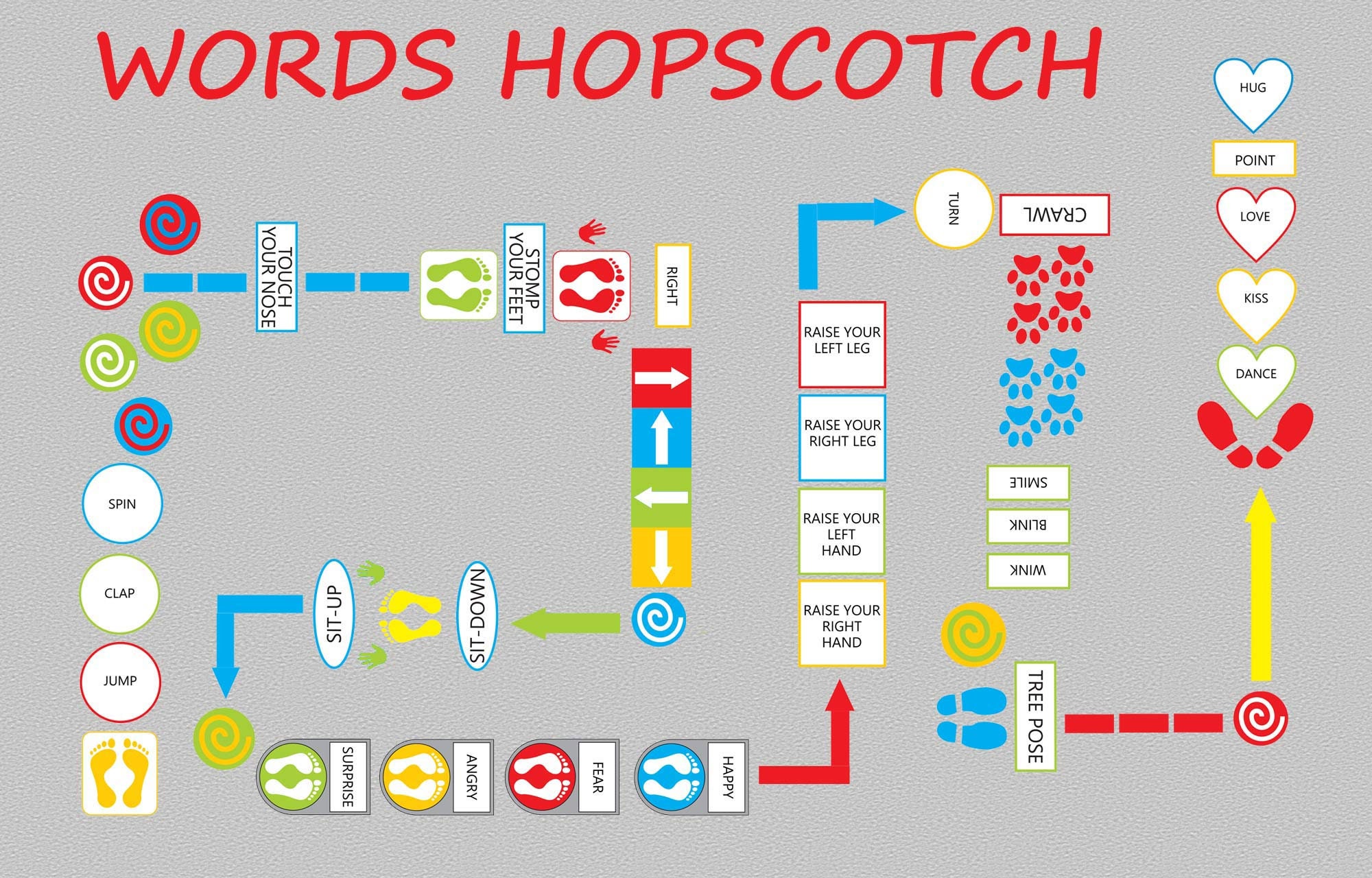 WORDS Sensory floor path \u2022 Hopscotch for schools parties \u2022 ...