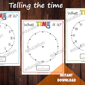 Telling Time Learning Pack: Montessori Clock DIY Kit (digital Download ...