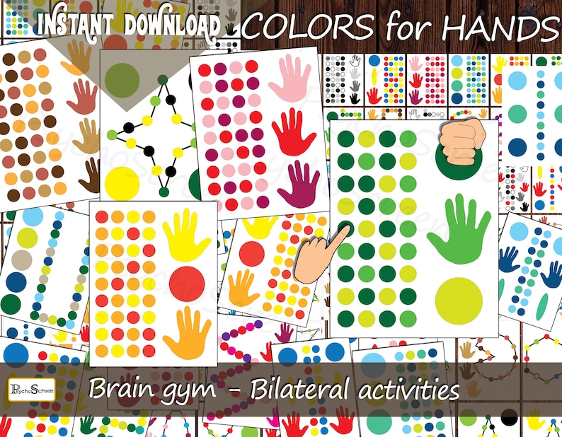 Brain Gym and Forefinger Training Printable for Kids: Colored Dual Hand ...