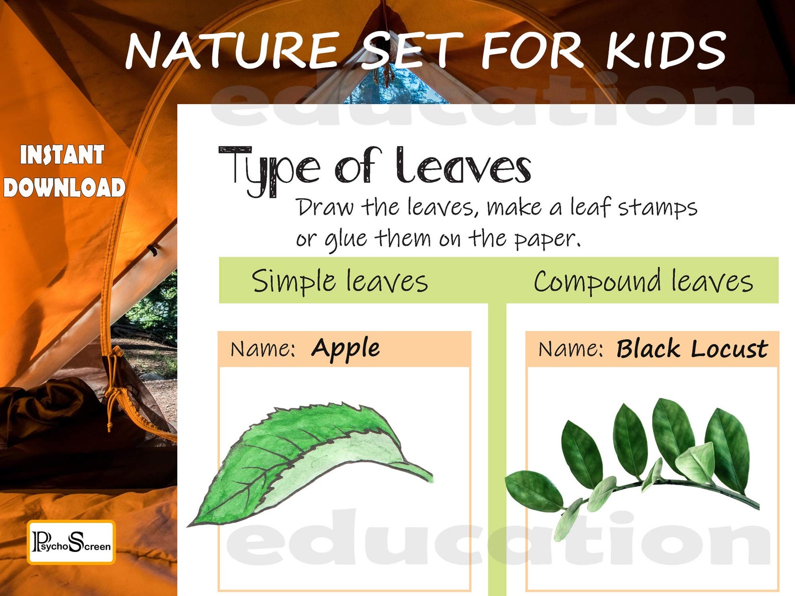 Nature Set Worksheets for Trees Leaves Flowers Plant - Etsy
