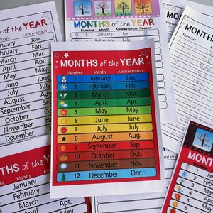 PINK Months of the Year poster and worksheet Perpetual kids | Etsy