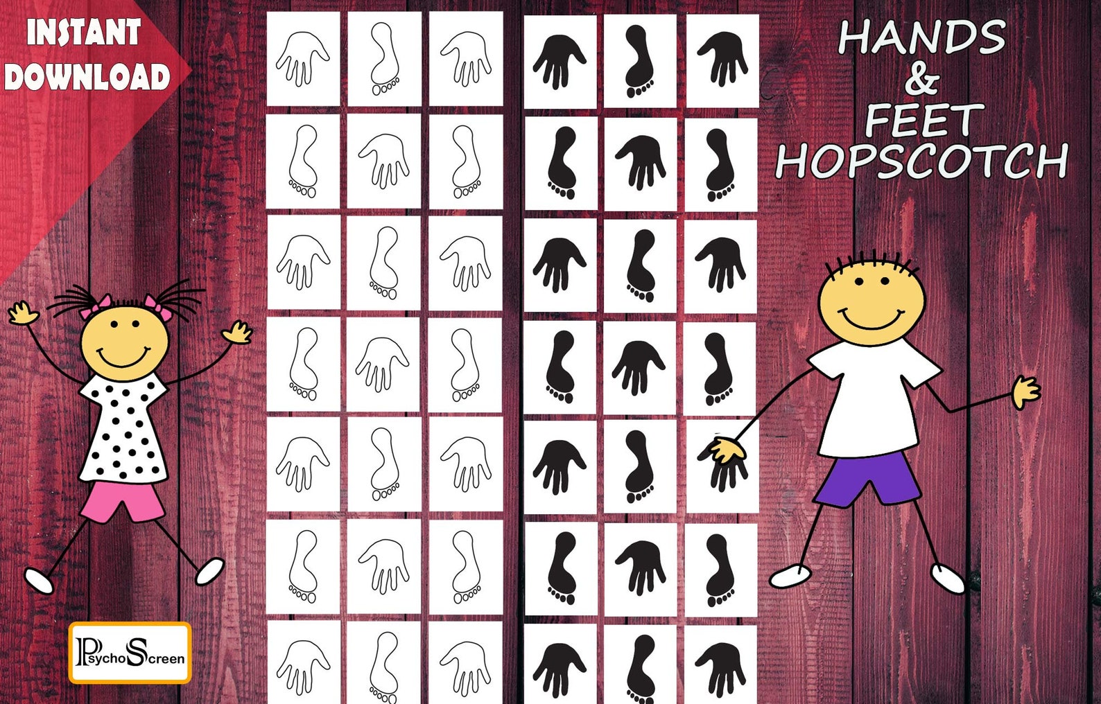 Hopscotch Game With HANDS and FEET Printable Sensory Path for Preschool ...