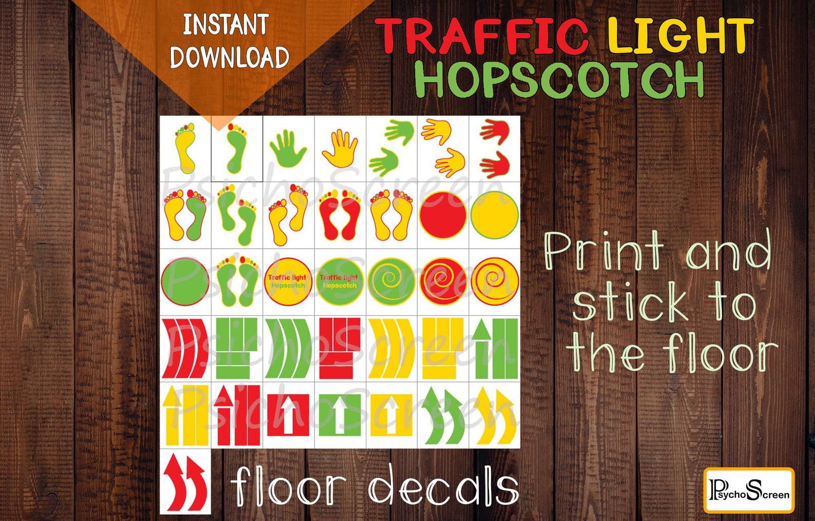TRAFFIC LIGHT Hopscotch Floor Decals: Printable Montessori Materials ...
