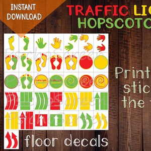 TRAFFIC LIGHT Hopscotch: Floor Decals for Sensory Path, Printable ...
