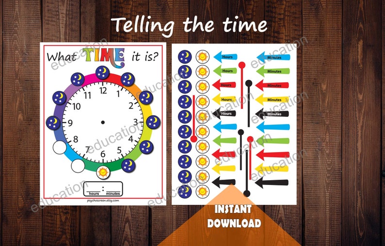 Telling Time Learning Pack: Montessori Clock DIY Kit (digital Download ...