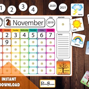 PERPETUAL WALL CALENDAR for Kids and Family, Month Number, Months, Year ...