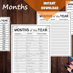 BROWN Months of the Year Posters and Worksheets Perpetual Kids Calendar ...