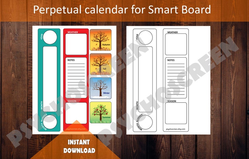 Smart Board KIDS CALENDAR Month Number Months Year - Etsy