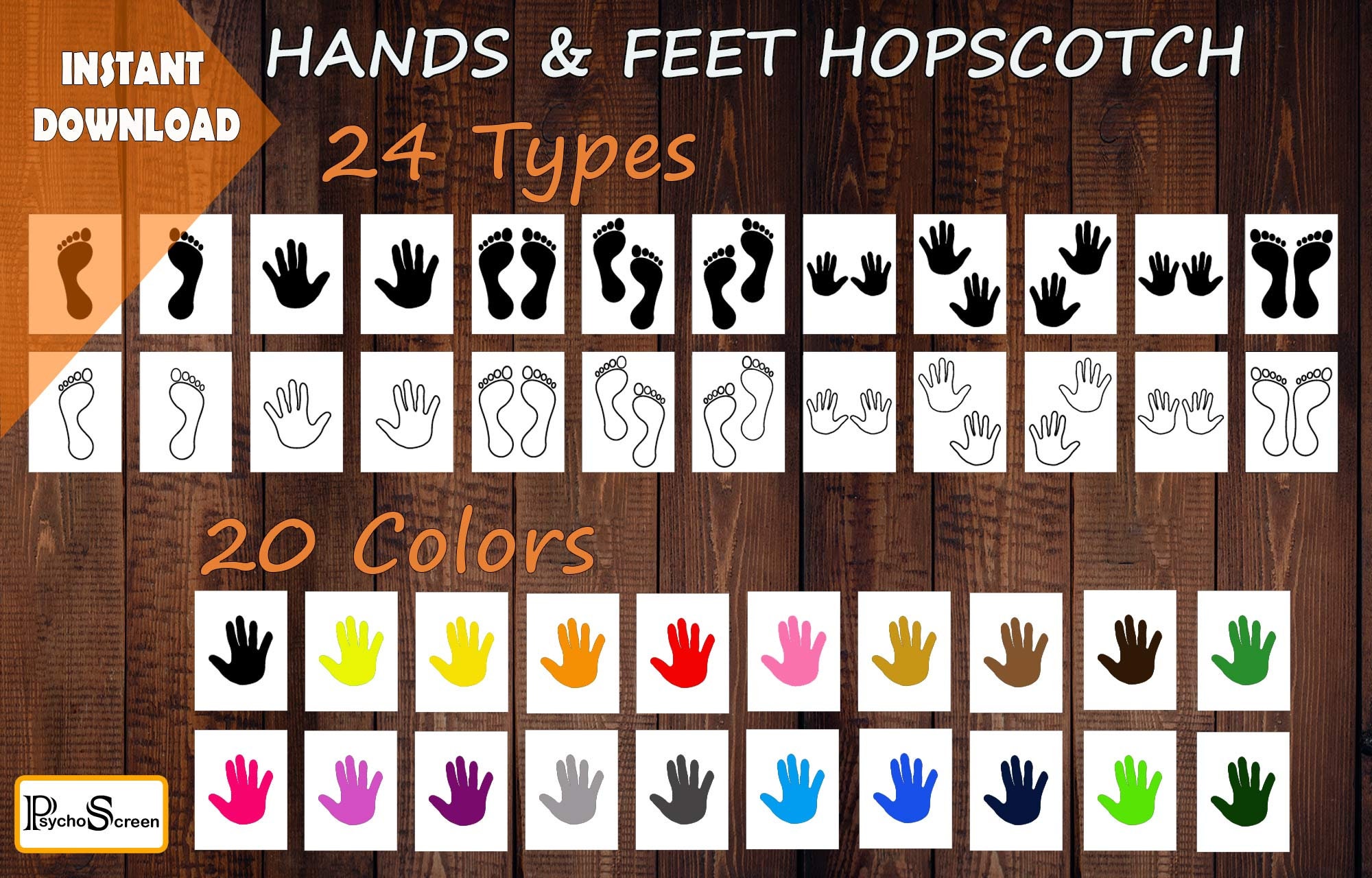 Hands & Feet Hopscotch: Preschool Game Clipart (digital Download) - Etsy