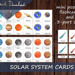 Solar System Flashcards: 3-part Cards & Mini Posters (PDF Download) - Etsy