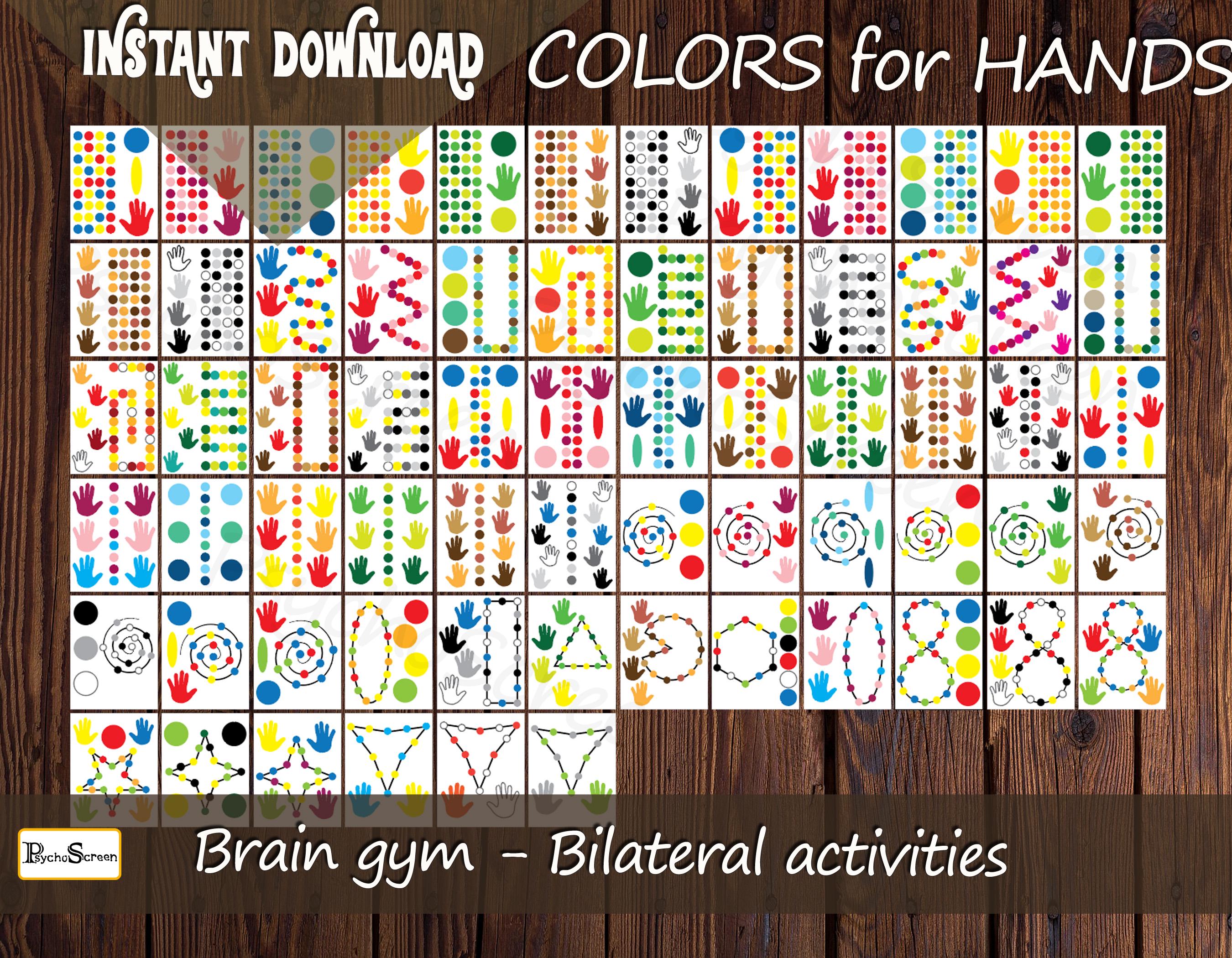 Brain Gym and Forefinger Training Printable for Kids: Colored Dual Hand ...