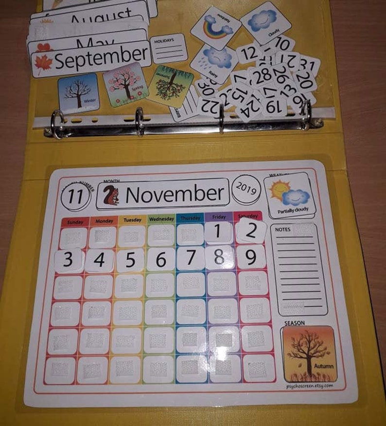 PERPETUAL KIDS CALENDAR Month Number Months Year Weather - Etsy