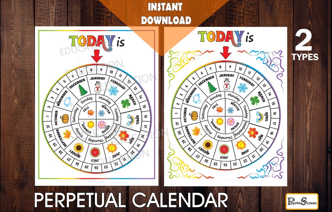 Perpetual Kids Calendar Days, Months, Week and Seasons on 4 Wheels for ...