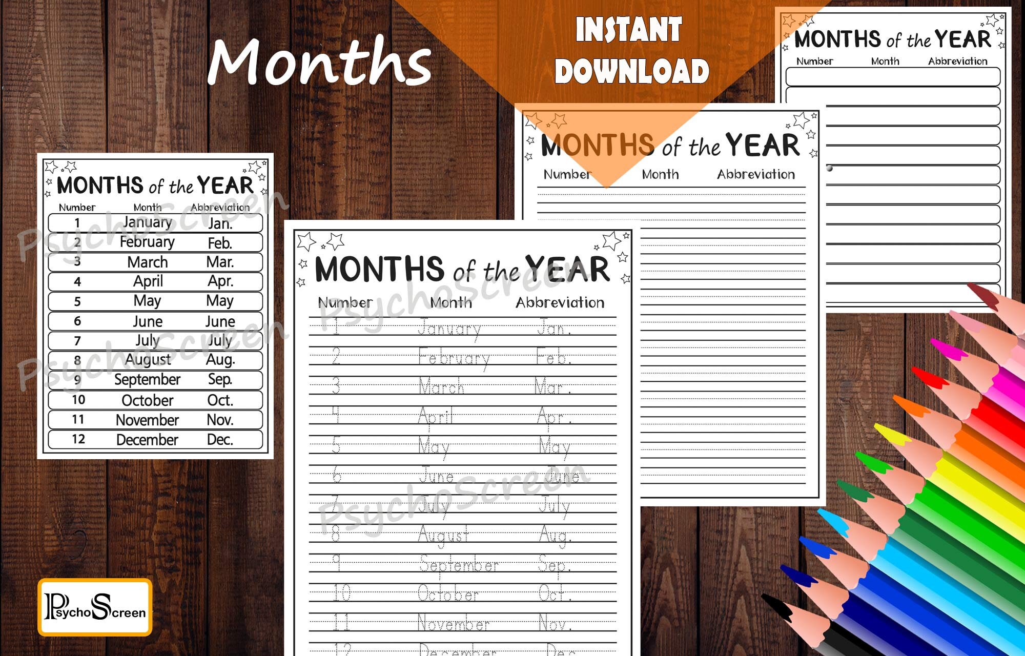 PINK Months of the Year Poster and Worksheet Perpetual Kids | Etsy