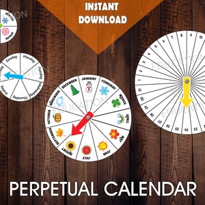 Perpetual Kids Calendar Days, Months, Week and Seasons on 4 Wheels for ...