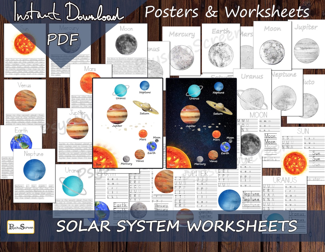 SOLAR SYSTEM PLANETS Worksheets, Posters, and Coloring Pages: Tracing ...
