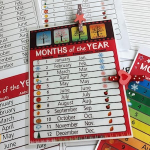 PINK Months of the Year poster and worksheet Perpetual kids | Etsy