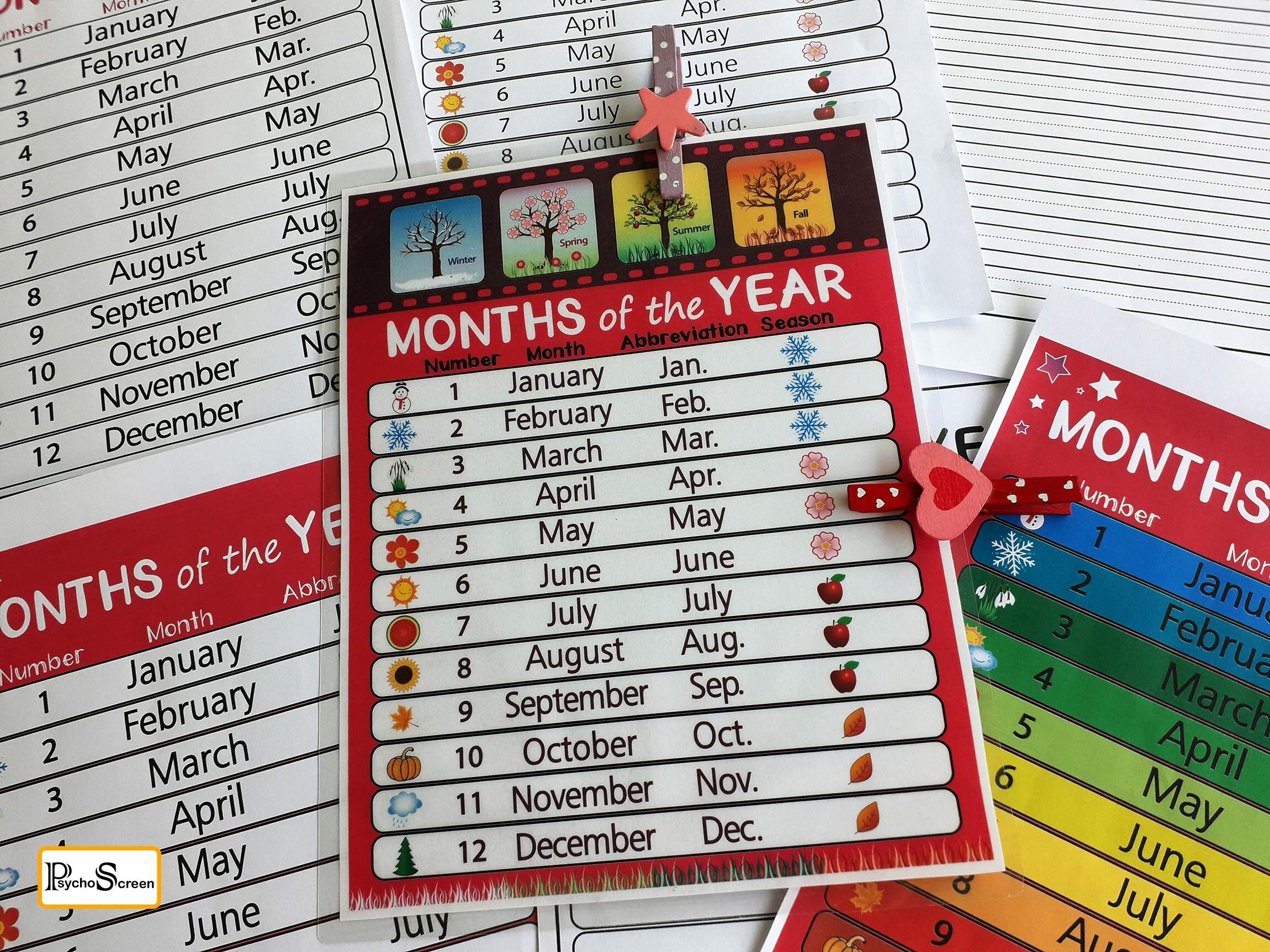 PINK Months of the Year poster and worksheet Perpetual kids | Etsy