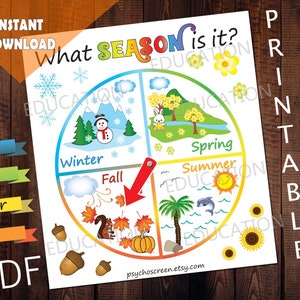 FOUR SEASONS WHEEL: Chart, Diagram, Circle, Spinner for Preschool and ...