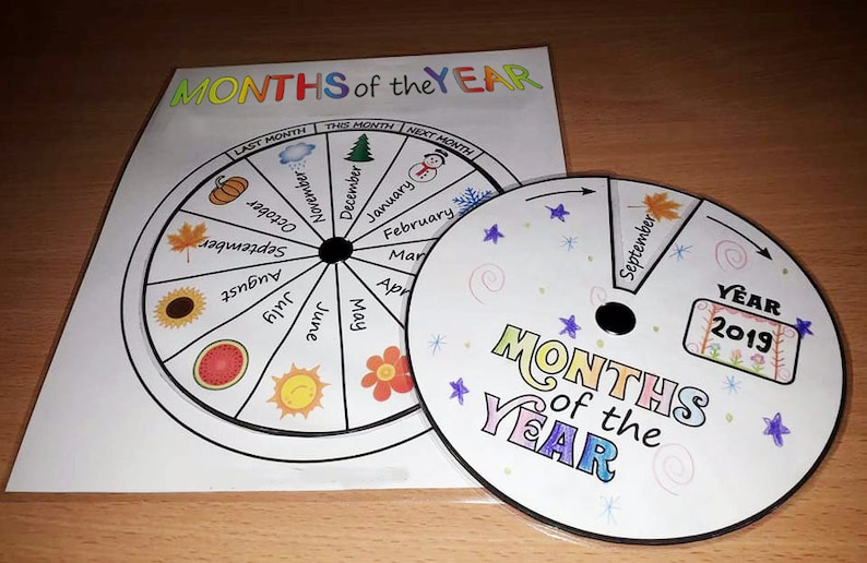MONTHS of the Year Preschool Activity Printable Wheel - Etsy