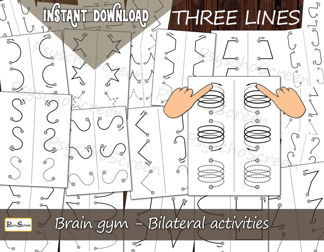 Brain Gym Printable, Brain Games Training for Kids | THREE LINES PDF ...